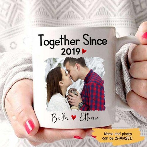 Personalized photo mug, Couple Sitting, Valentine's Day Gift For Him ...