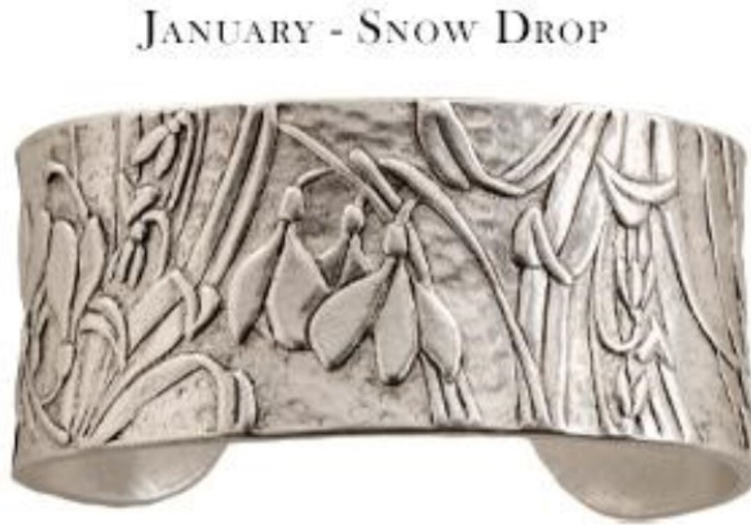 Victorian Trading January Flower of the Month Snowdrop Metal Cuff ...