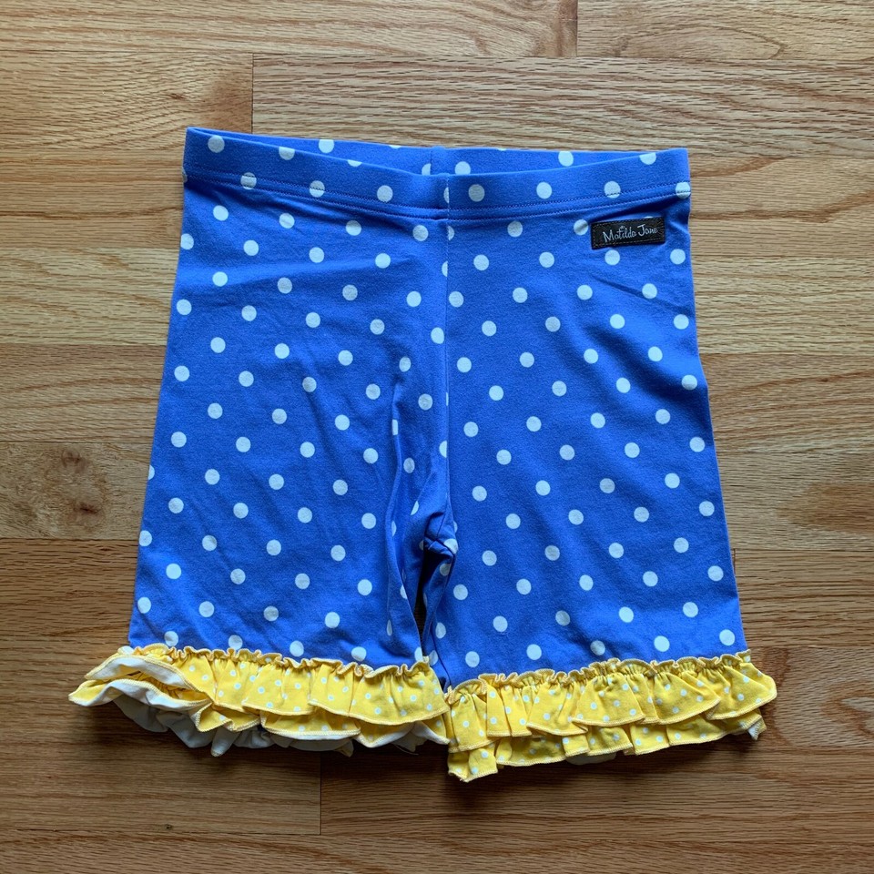 Matilda Jane ~ sz 8 Girls New Blue x White Dots Day Camp Ruffle Bike ...