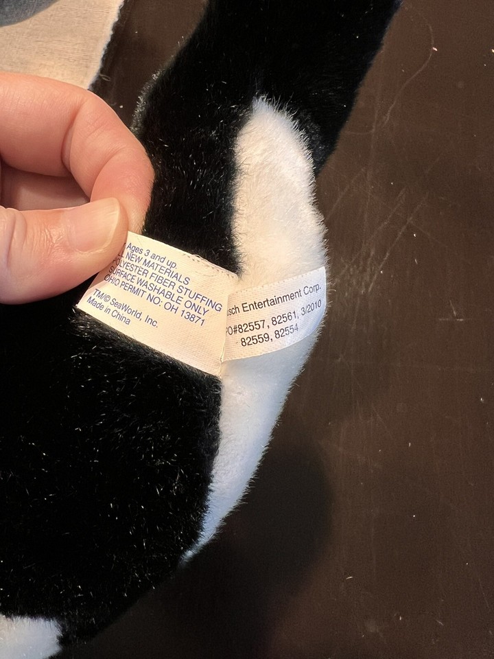 Sea World Orca Shamu Killer Whale Plush 15" Black White Stuffed Animal ...