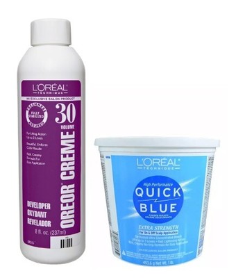 L'Oreal Quick Blue Powder Bleach xtra Strength 1lb w/30 Volume Oreor ...