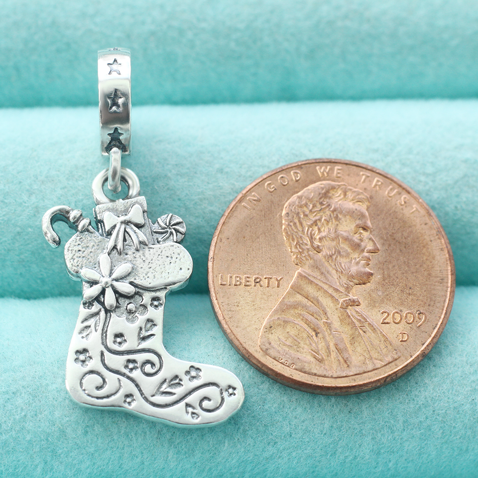 925 Sterling Silver Christmas Stocking Charm Pendant Sock Lollipop ...