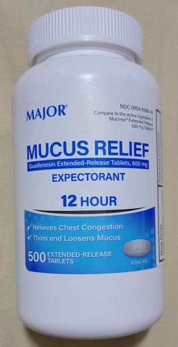 MAJOR Mucus Relief Guaifenesin 600mg 12 Hr Extended Release 500 Count ...