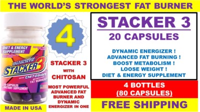 Stacker 3 4 Bottles 80 Pills Weight Loss/Energy Dietary Supplement ...