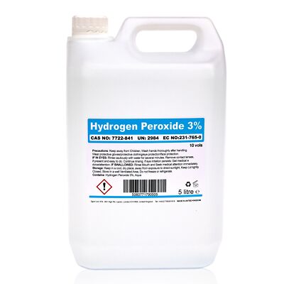 Pure Hydrogen Peroxide 3%. 5 litre 5L Bottle for Cleaning, Disinfecting ...
