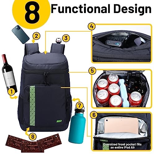 Mier Insulated Backpack Cooler Large 30 Cans Lunch Bag Soft Leakproof ...