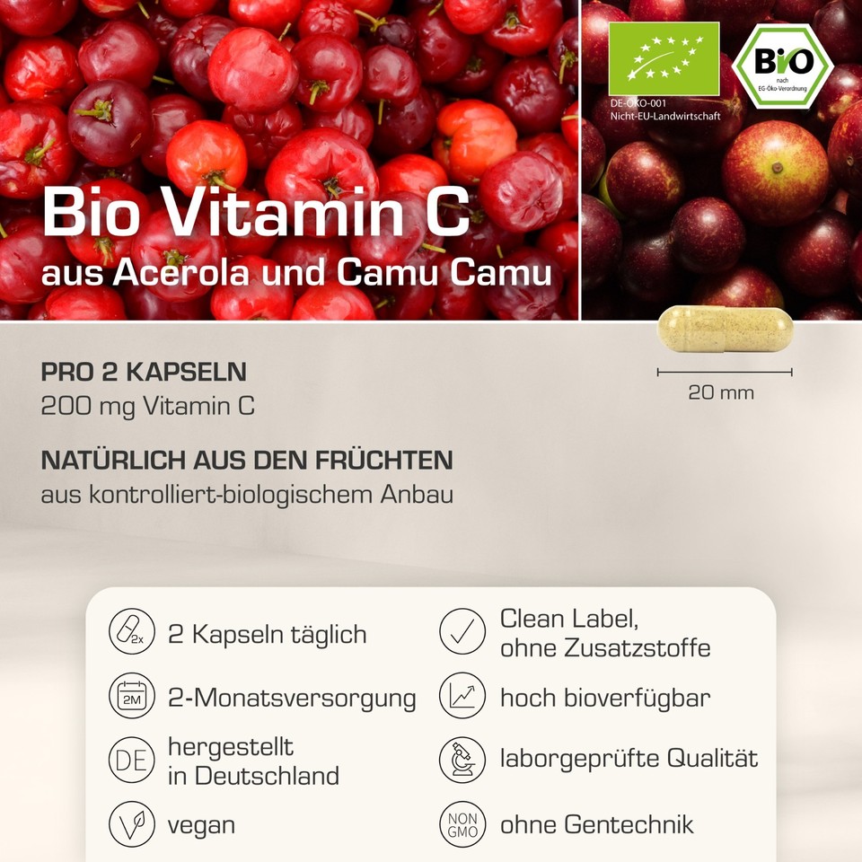 Natürliches Vitamin C BIO | im Glas | aus Bio Camu Camu & Bio Acerola ...