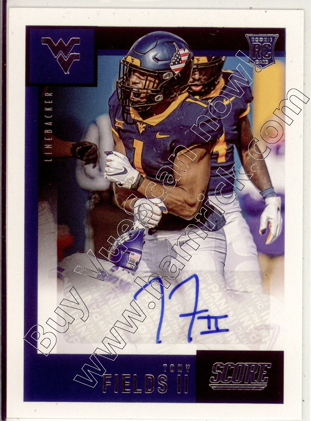 tony fields rc rookie draft auto autograph west virginia wvu college ...