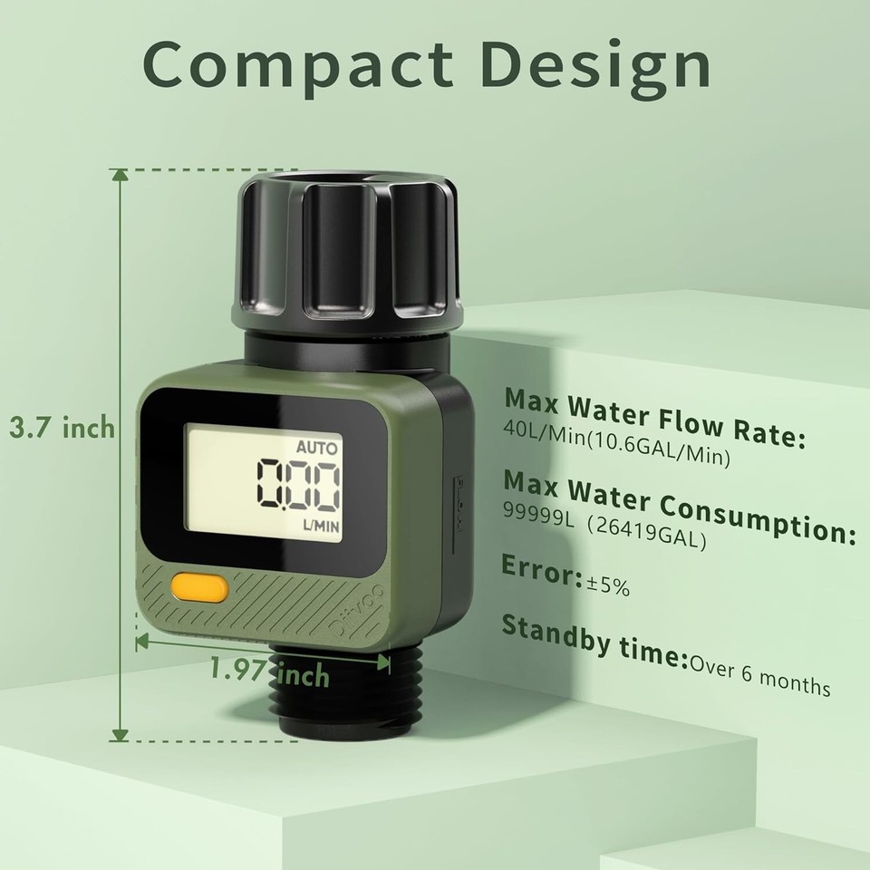 Water Flow Meter for Garden Hose for Watering or Filling RV Tank Gallon ...