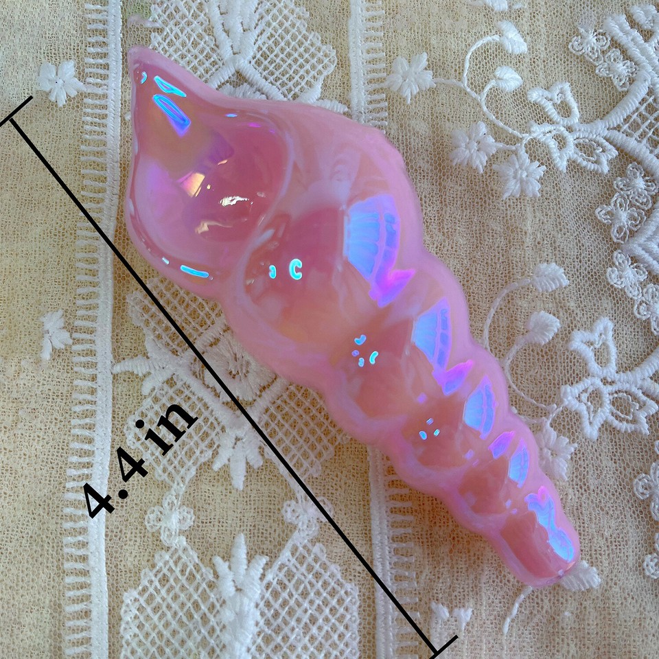 4.4 Inch Tobacco Smoking Glass Pipe Pink Conch Bowl Collectible ...