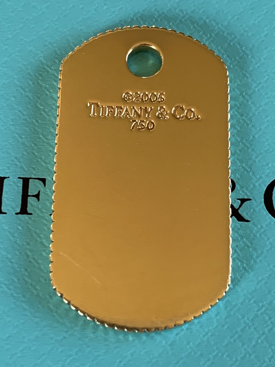 Tiffany & Co 18K Gold Coin Edge Dog ID Tag Pendant Tiffany & Co 18K Gold Coin Edge Dog ID Tag Pendant