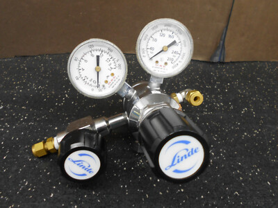LINDE 791546 PRESSURE REGULATOR W/ SECOND REGULATOR & 2 BRASS ...