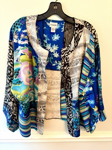 Chico's Silk Blend Open Front Jacket Top Chico's Size 3 US (L) Asian ...