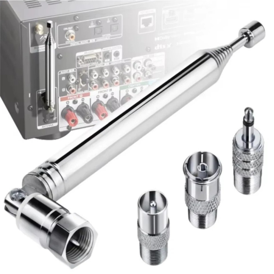 Telescopic DAB FM Radio Aerial With 3 Adapters HiFi AV Receiver Mini ...