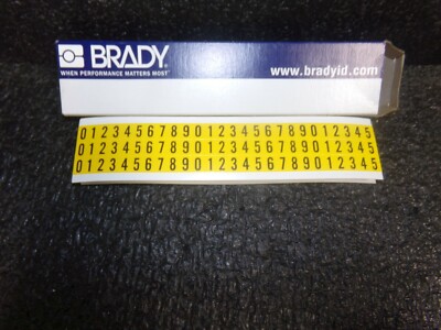 BRADY Number Label, 0 Thru 9, Black/Yellow, 3/8" Character Height, PK25 ...