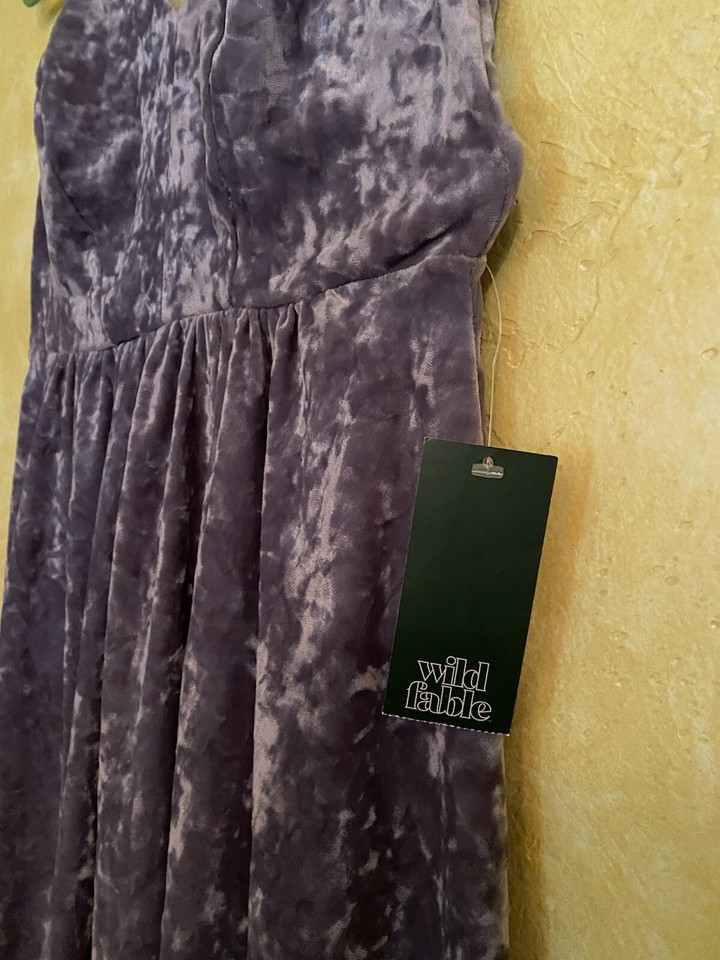 WILD FABLE Violet Lavender Purple Crushed Velvet Velour Sleeveless Mini ...