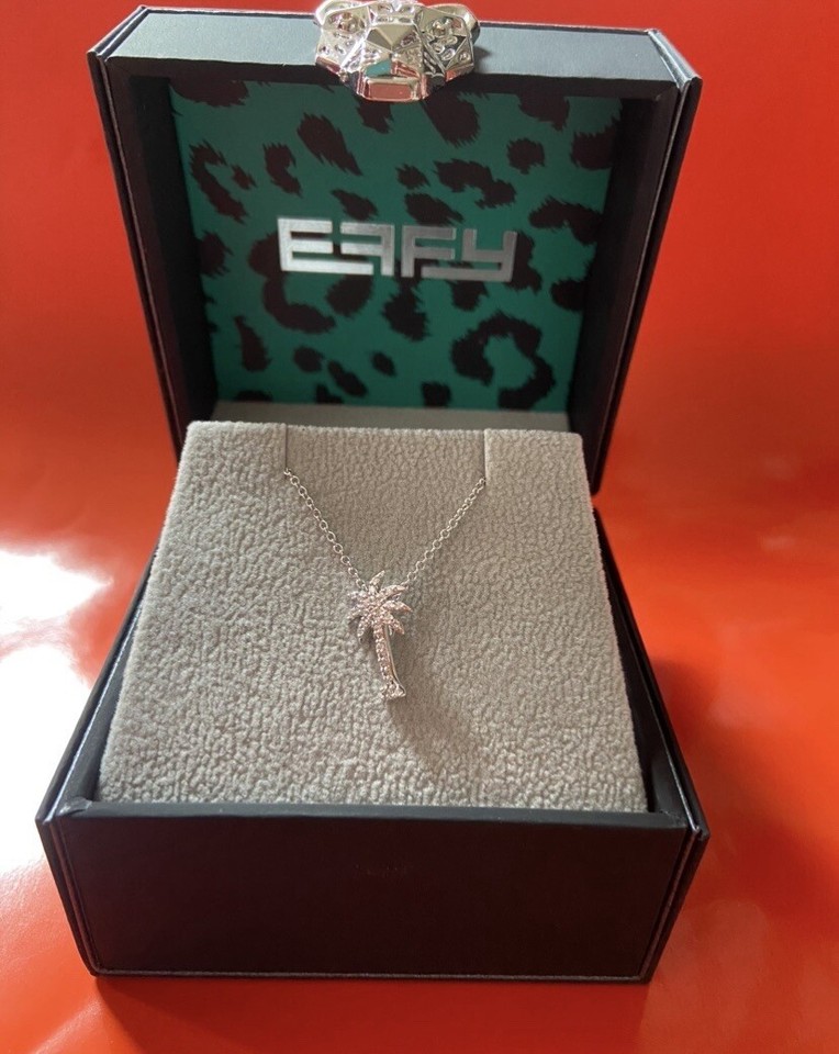NEW! EFFY PALM TREE NECKLACE IN WHITE GOLD WITH DIAMONDS/ MSRP $830 ...