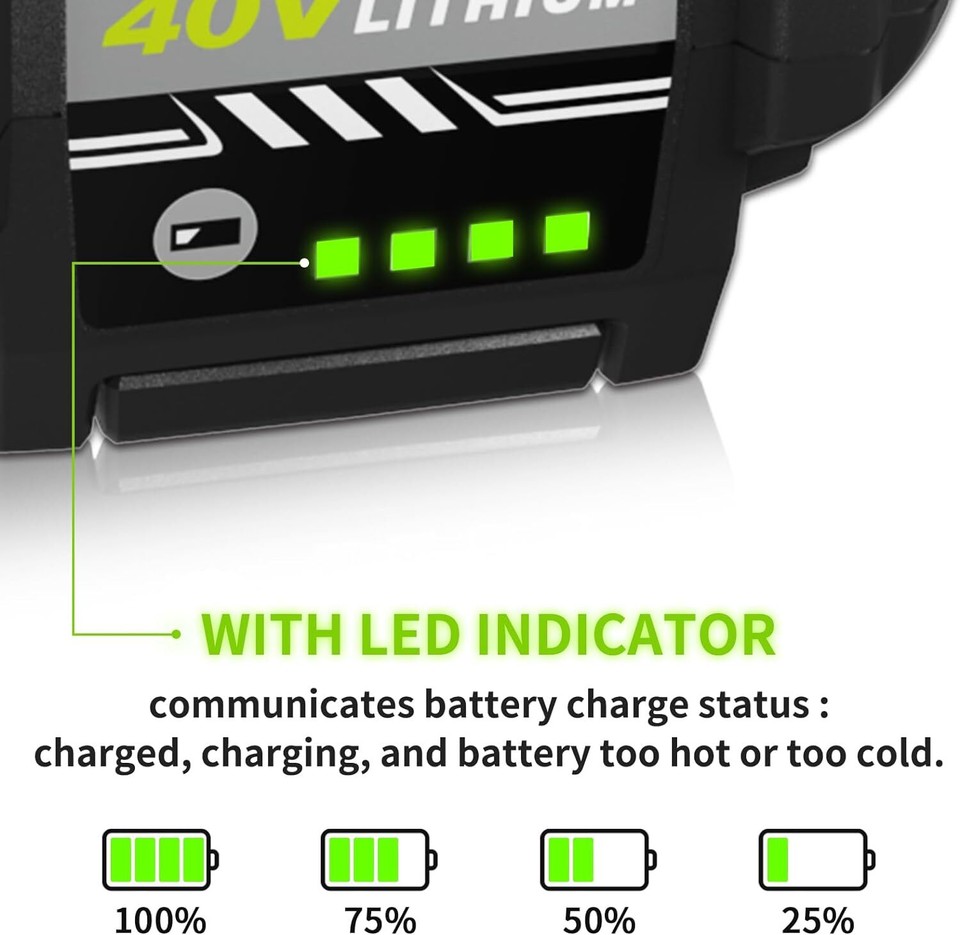 for Ryobi 40V Battery 6.0Ah fit for Ryobi 40V Cordless Power Tools ...