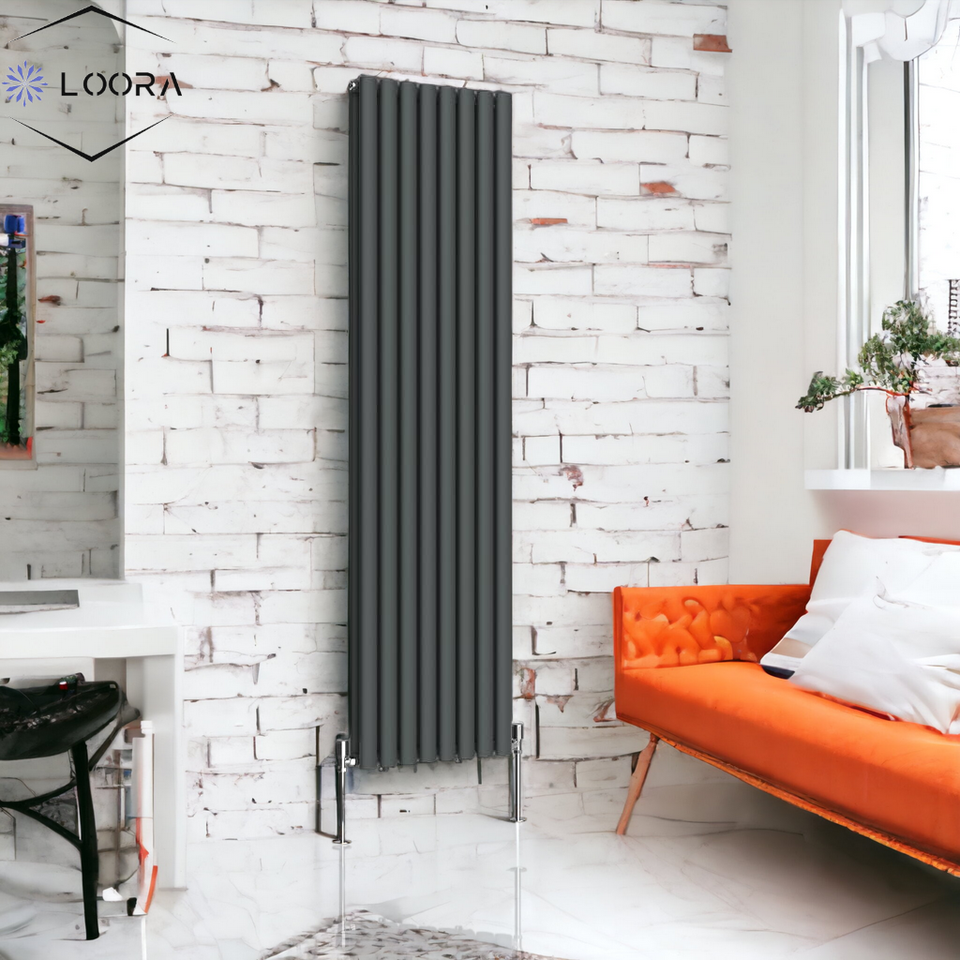 LOORA Anthracite Designer Radiator Vertical Horizontal Flat Panel Oval ...