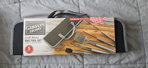 Gibson Home 5 piece Stainless Steel BBQ Grilling Tool Set w/bag NEW ...