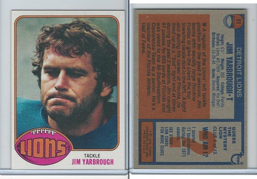 1976 Topps Football, #21 Jim Yarbrough, Detroit Lions | eBay