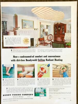 1952 Bundy Tubing Company Detroit PRINT AD Bundyweld Ceiling Heating | eBay