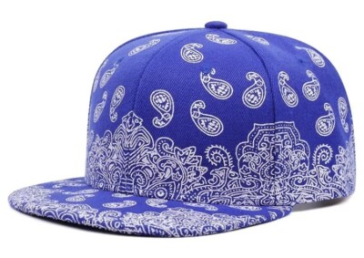 🔥Blue White Flat Bill Hat With Snap Enclosure Men’s West Coast Colors ...