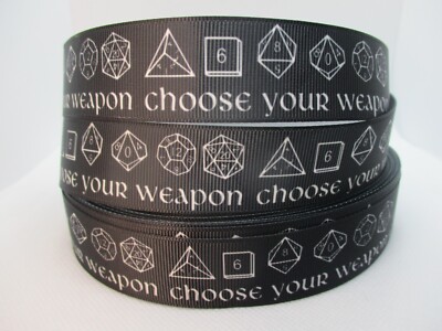 Polyhedral Dice 1" Grosgrain Ribbon ~YOUR CHOICE 5 or 10 (Multi-sided ...