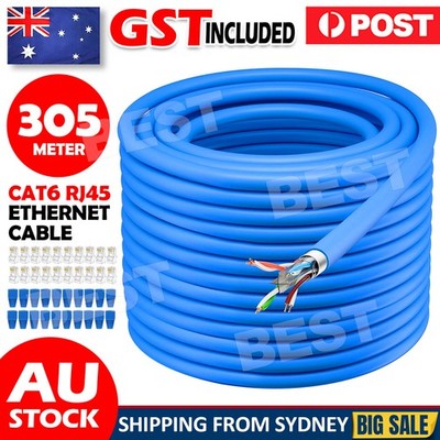 Blue 305m Premium Cat6 RJ45 Ethernet LAN Network Cable Multi colors NEW ...