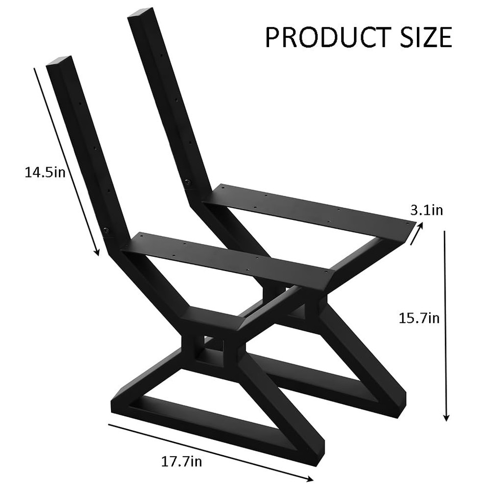 Bench Legs 16 Inch Triangle Metal Chair Base with Backrest Bracket Set ...