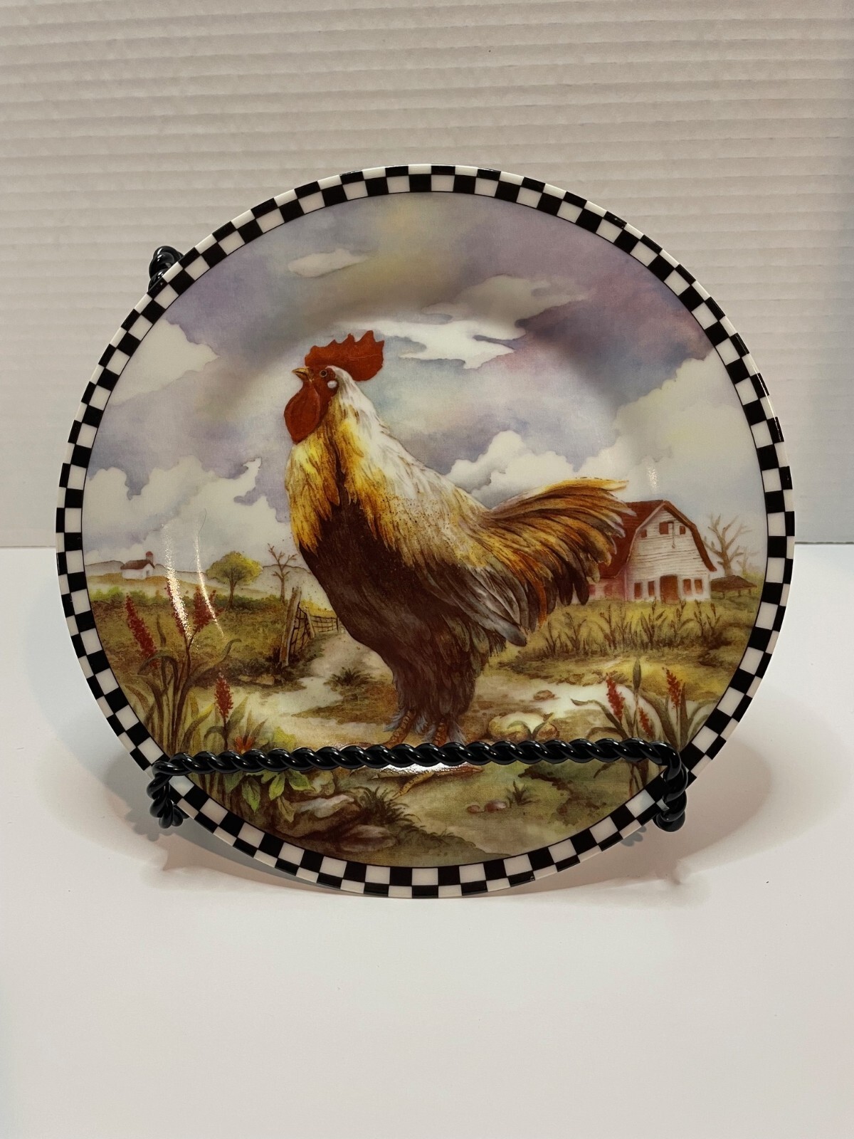 Set Of 4 Decorative 8.25" Round Rooster / Chicken Farmhouse Plates Set ...