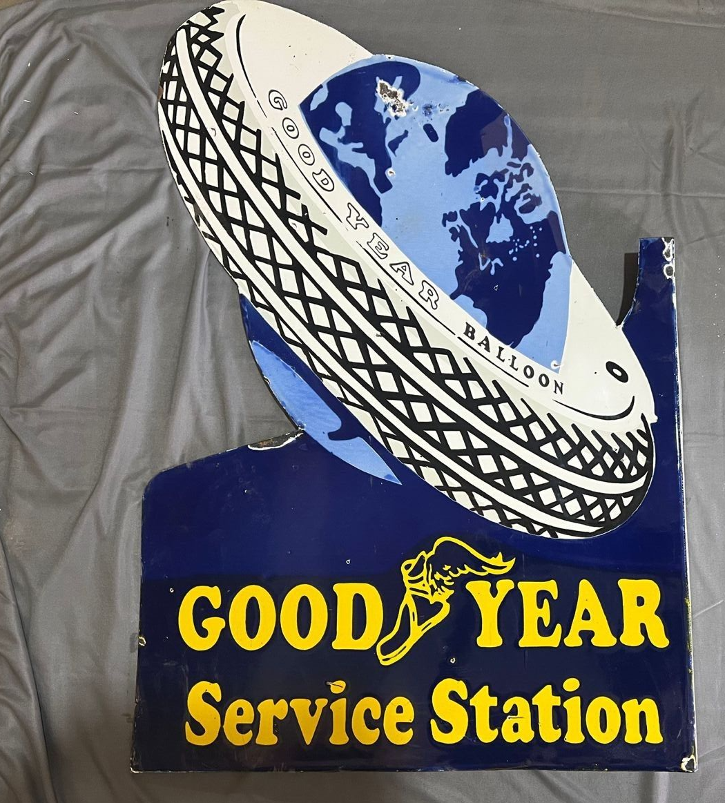 PORCELIAN GOOD YEAR SERVICE STATION ENAMEL SIGN SIZE 36X24 INCHES 2 ...