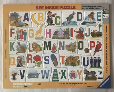 RAVENSBURGER FRAME TRAY PUZZLE-26 PIECE-ABC-SEE INSIDE PUZZLE-1988 | eBay