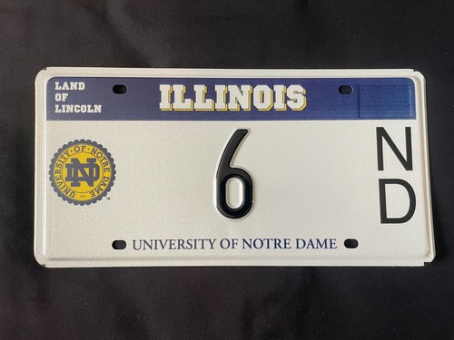 ILLINOIS LOW NUMBER LICENSE PLATE 6 ND UNIVERSITY OF NOTRE DAME ...