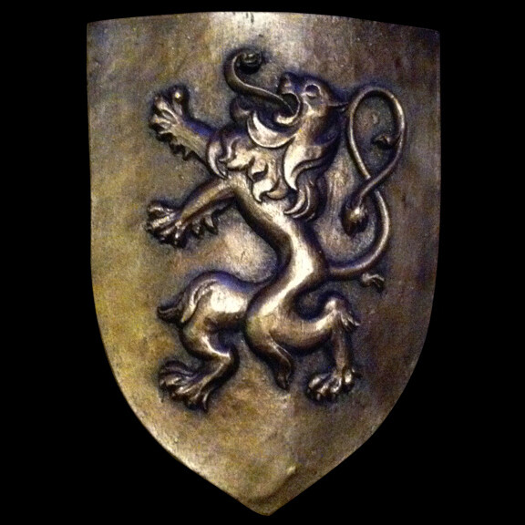 Rampant Lion English Scottish symbol Shield art sculpture plaque Dark ...