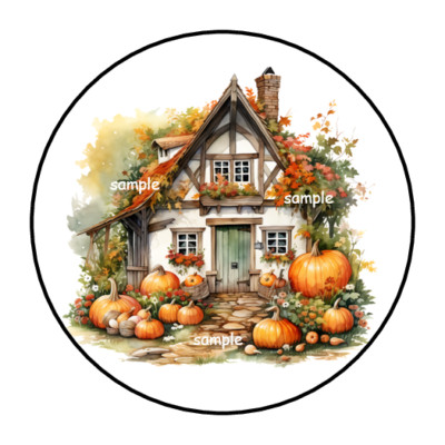 30 AUTUMN FALL COTTAGE STICKERS ENVELOPE SEALS LABELS 1.5" ROUND ...