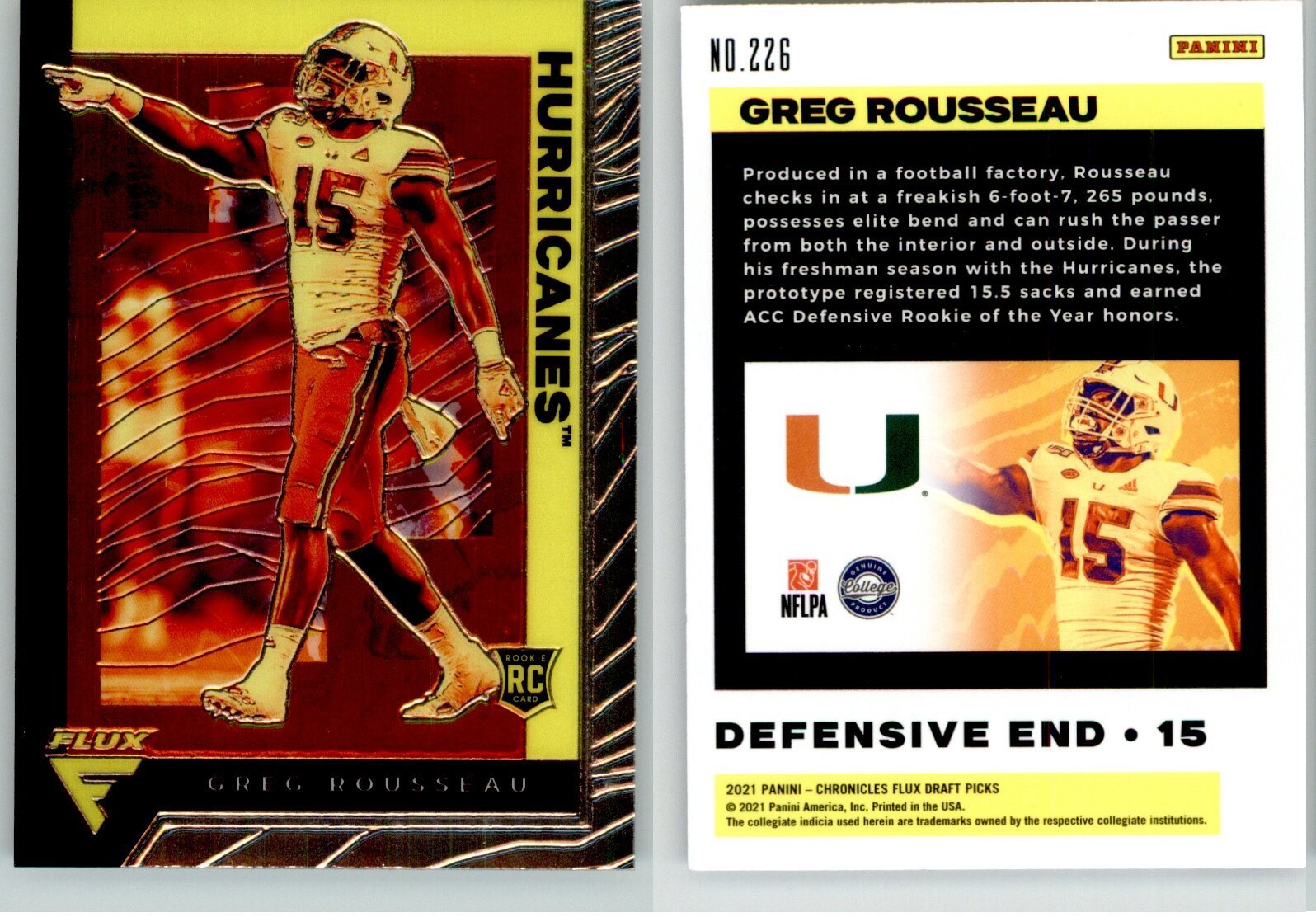Greg Rousseau 2021 Panini Chronicles Draft Picks Flux #226 RC Rookie ...