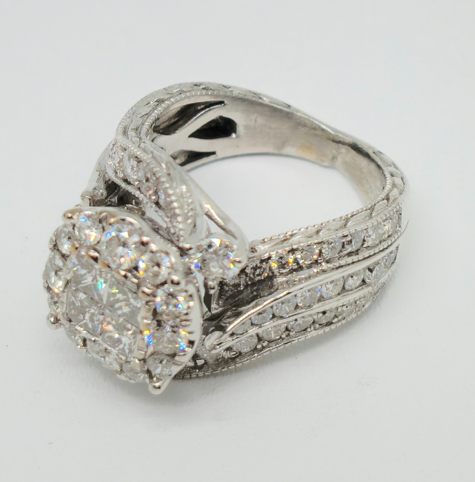 Brand Women Solid 14k White Gold 2.5 2 1/2 Ct Genuine Nat Diamond ...