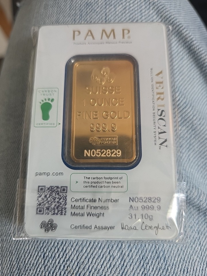 1 oz Gold Bar PAMP Suisse Lady Fortuna Veriscan (In Assay) .9999 Fine ...