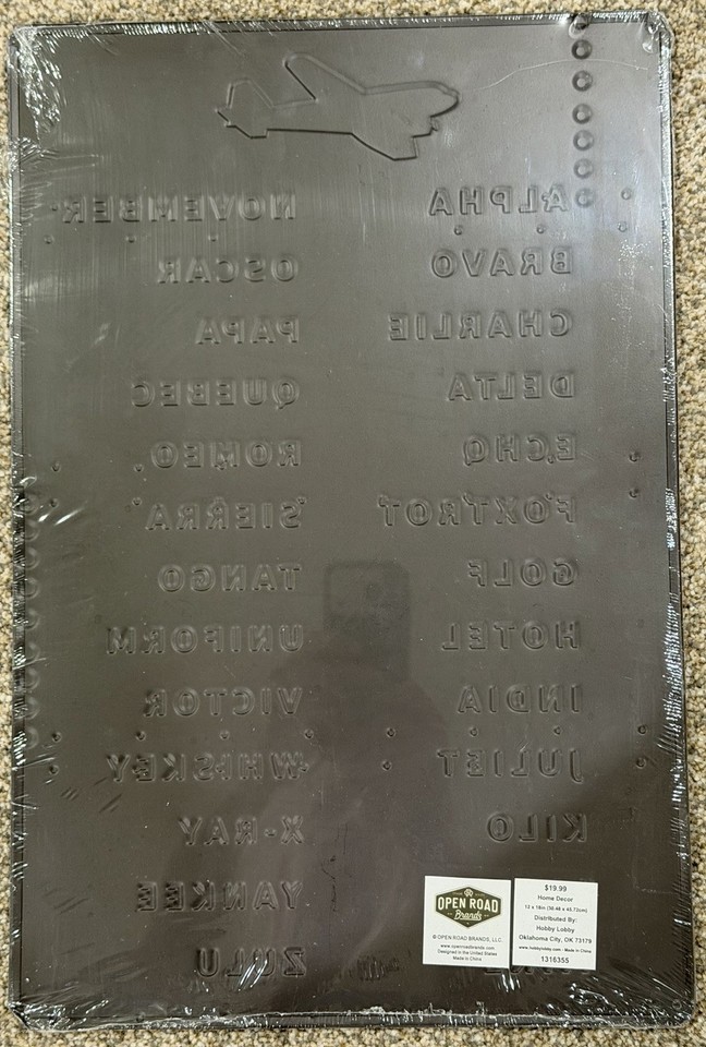 Metal Sign Aviation Phonetic Alphabet Art Wall Plane Military 12x18 ...