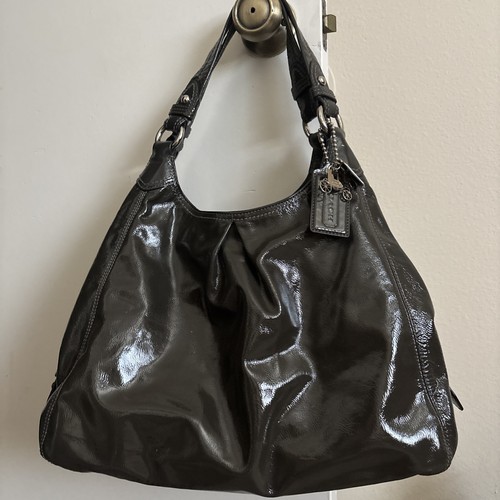 COACH Madison Mia Maggie Gray Patent Leather Shoulder Bag Purse 15734 ...