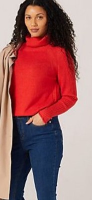 RUTH LANGSFORD SIZE MEDIUM RED ORANGE TURTLE NECK RIBBED JUMPER BNWT ...
