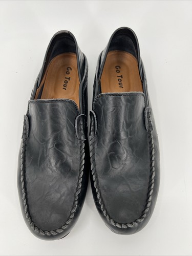 Go Tour Men’s Shoes Size 12 M Black Leather Slip On Driving Loafers A ...