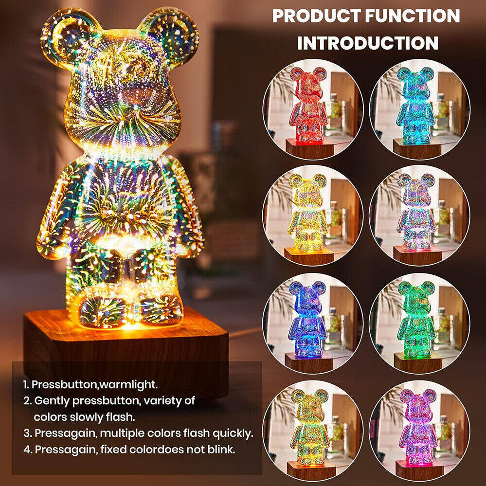 3D Firework Bear Light Luminous Bear Atmosphere Table Lamp Artwork ...