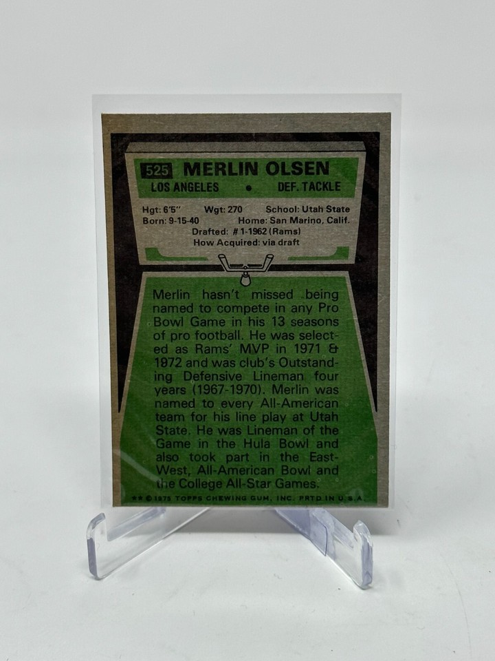 1975 Topps Football Merlin Olsen Card #525 | eBay