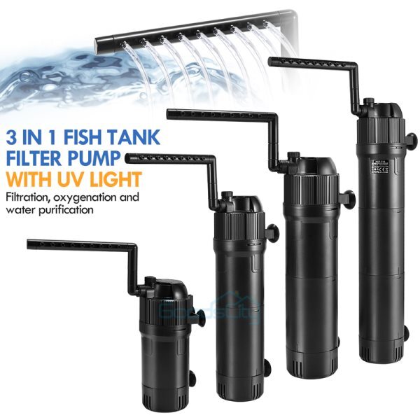 200 Gallon Aquarium Filter UV 16w UV Sterilizer Fish Tank Oxygen Water ...