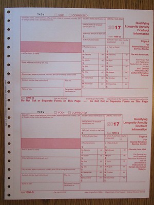 2017 IRS Tax Form 1098-Q single sheet set for 2 participants ...