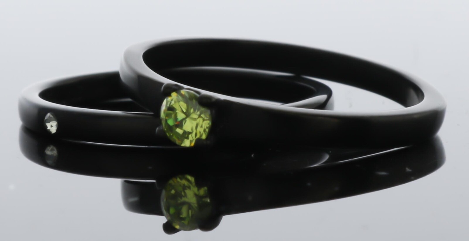 .25 Carat cz Neon Wedding Set 2 Ring Black Stainless Steel TK2015 Size ...