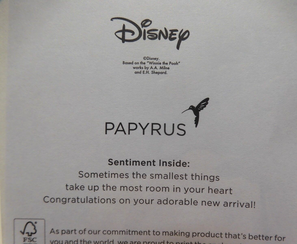 2 Papyrus Card High Quality Winnie The Pooh Welcome New Baby ...
