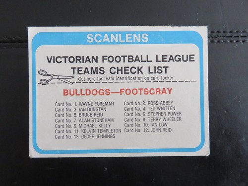 1979 SCANLENS VFL CARD. FOOTSCRAY CHECKLIST. UNMARKED. EXCELLENT | eBay